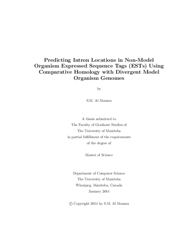 Pdf Predicting Intron Locations In Non Model Organism Expressed Sequence Tags Ests Using