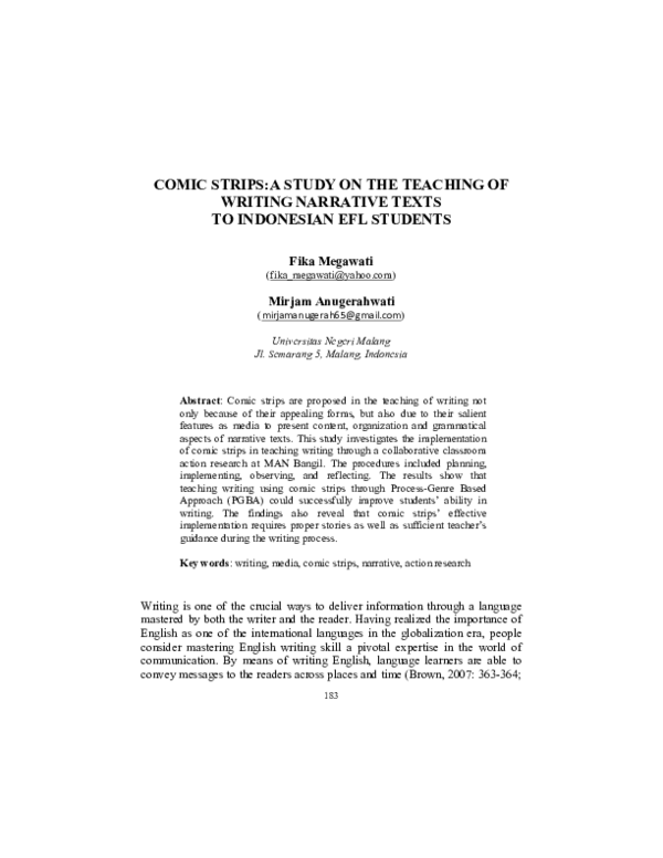 (PDF) Comic Strips:A Study on the Teaching of Writing Narrative Texts ...