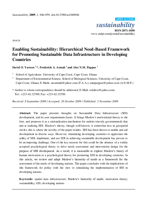 (PDF) Enabling Sustainability: Hierarchical Need-Based Framework for ...