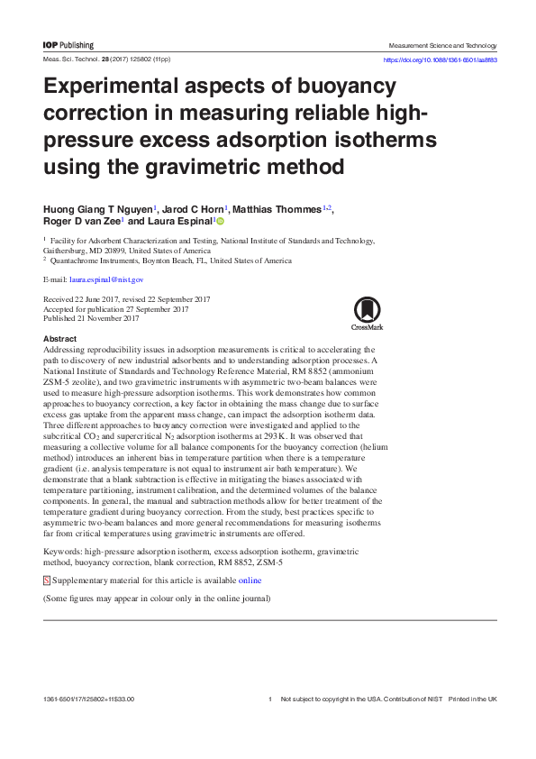 (PDF) Experimental aspects of buoyancy correction in measuring reliable ...