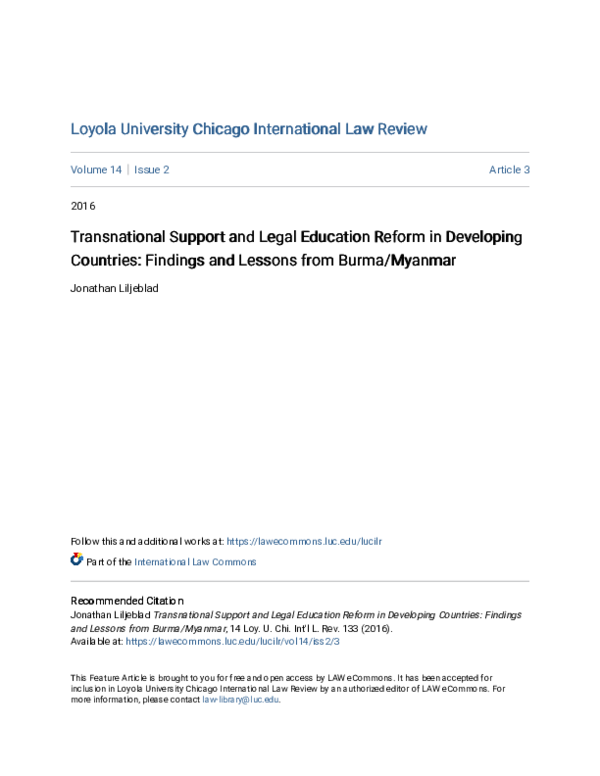 (PDF) Transnational support and legal education reform in developing ...