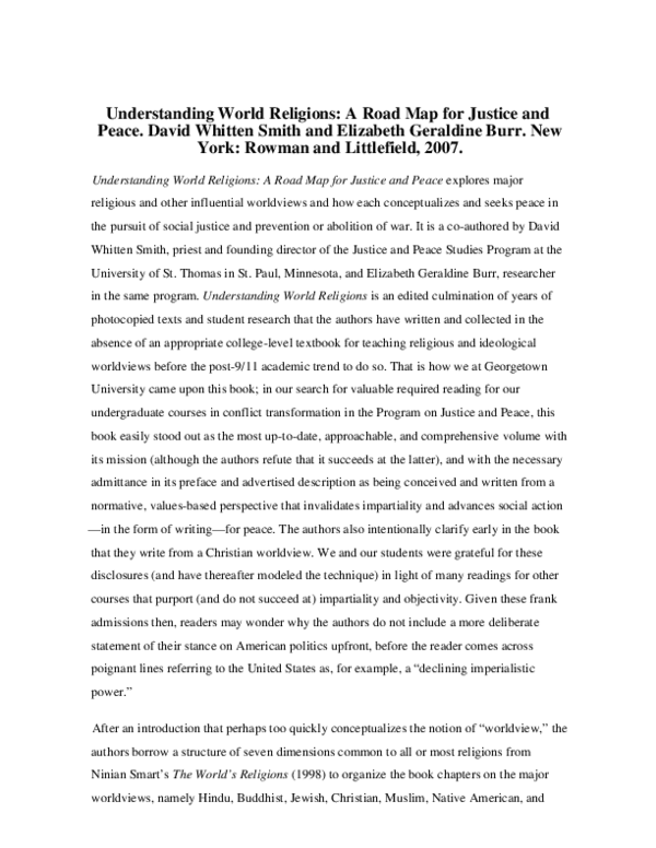 (PDF) Understanding world religions: a road map for justice and peace
