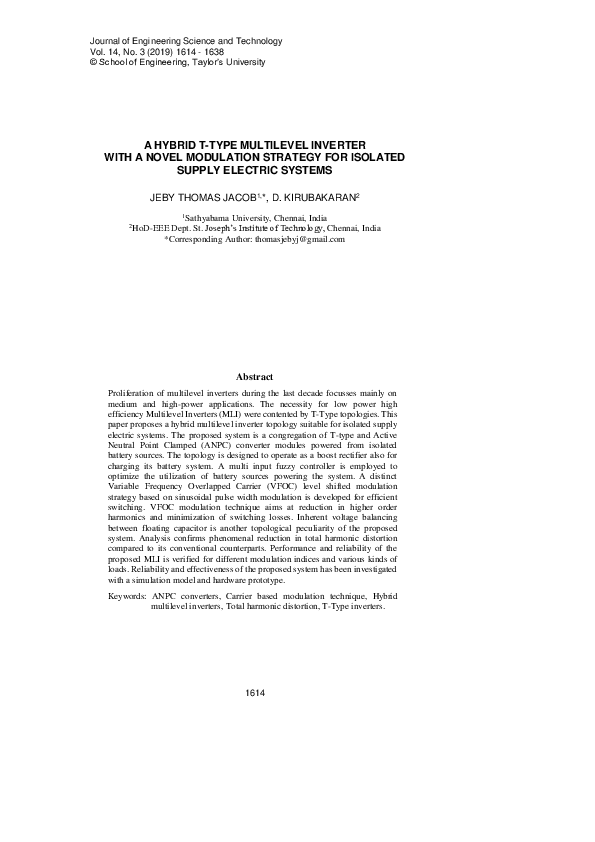 (PDF) A Hybrid T-Type Multilevel Inverter with a Novel Modulation Strategy for Isolated Supply ...