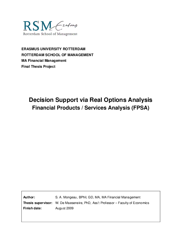 (PDF) Decision Support via Real Options Analysis
