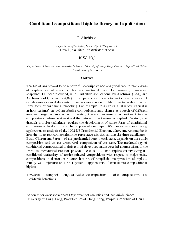 (PDF) Conditional compositional biplots: theory and application