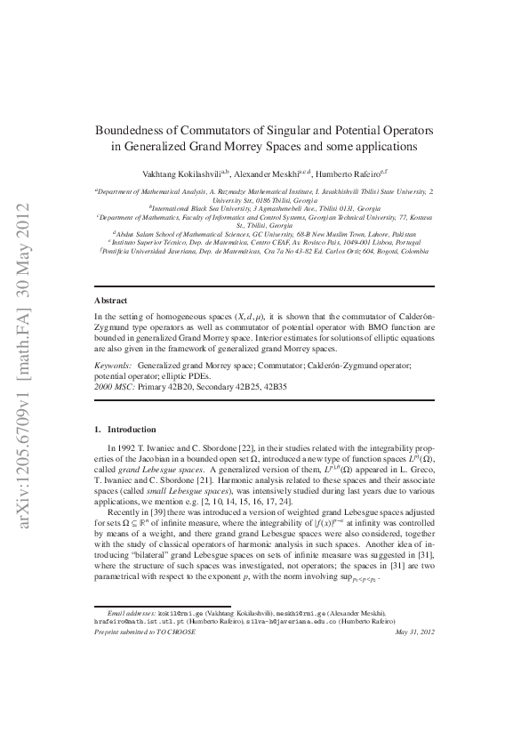 (PDF) Boundedness of commutators of singular and potential operators in ...