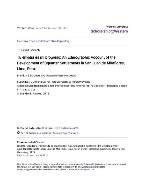 (PDF) Tu envidia es mi progreso: An Ethnographic Account of the ...