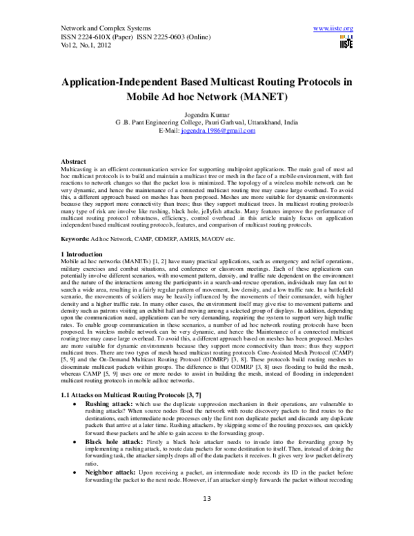 Pdf Application Independent Based Multicast Routing Protocols In Mobile Ad Hoc Network Manet 2