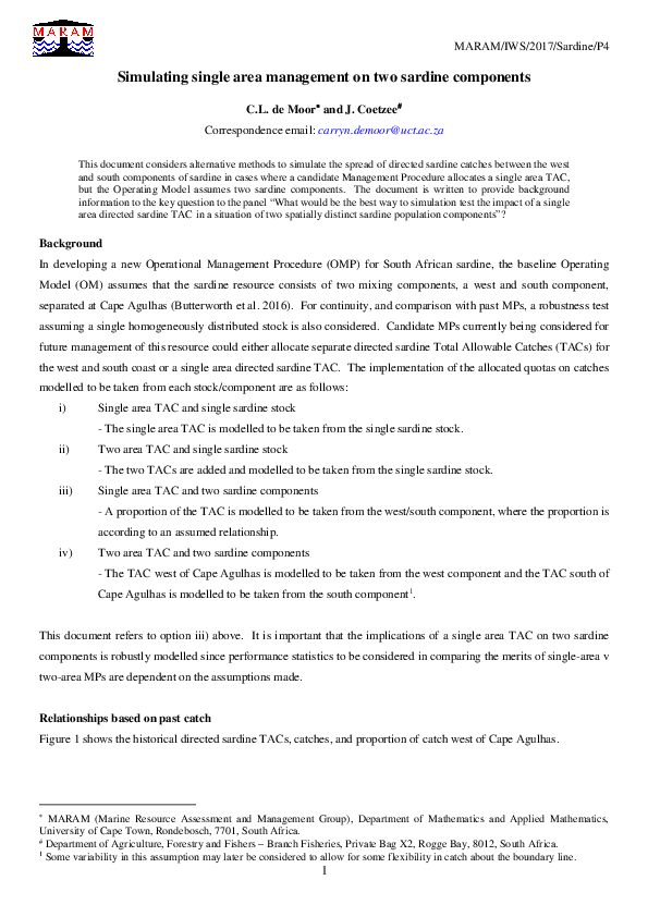 (PDF) Simulating single area management on two sardine components