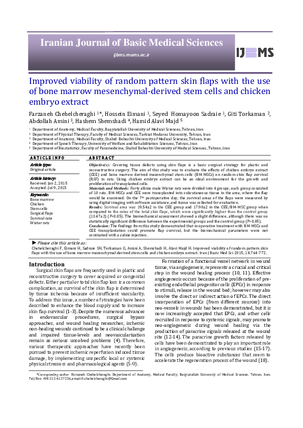 (PDF) Improved viability of random pattern skin flaps with the use of ...