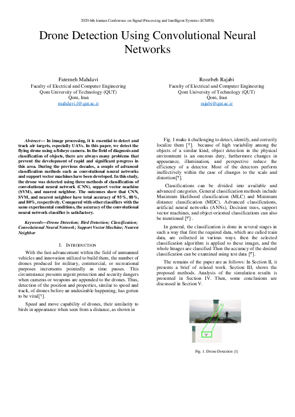 Pdf Drone Detection Using Convolutional Neural Networks