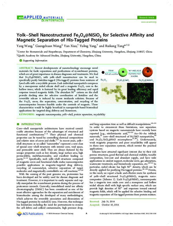 (PDF) Yolk-shell nanostructured Fe3O4@NiSiO3 for selective affinity and ...
