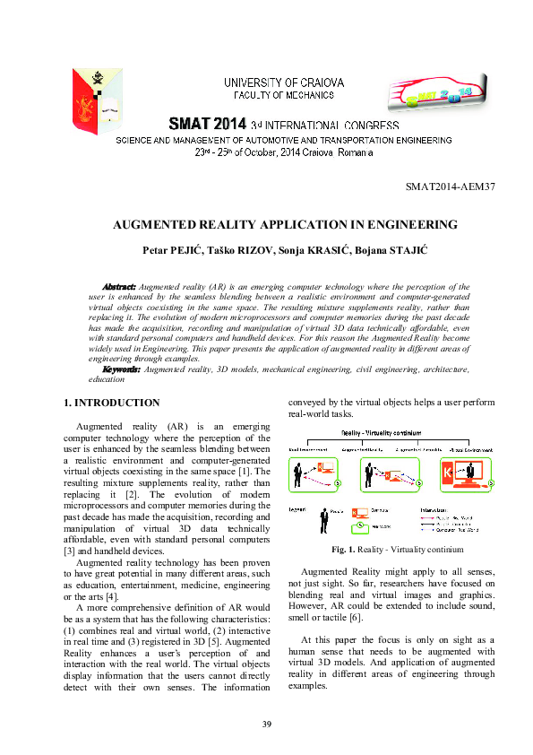 (PDF) Augmented Reality Application in Engineering