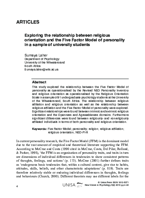 (PDF) Exploring the relationship between religious orientation and the ...