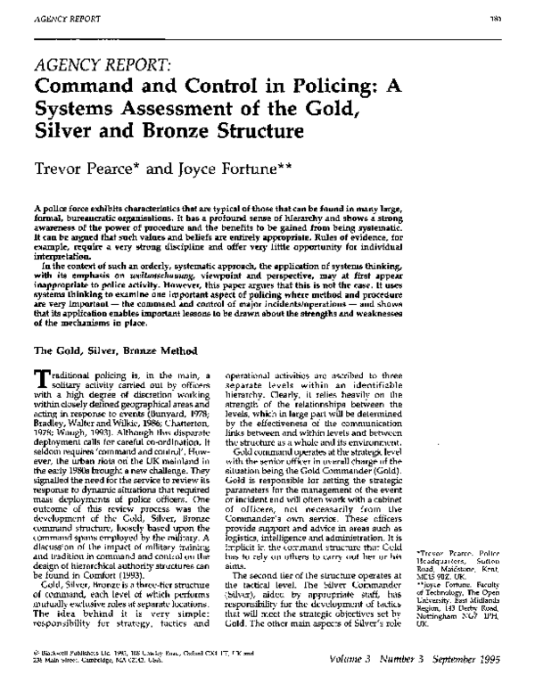 (PDF) Command and control in policing: A systems assessment of the gold ...