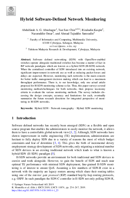 (PDF) Hybrid Software-Defined Network Monitoring