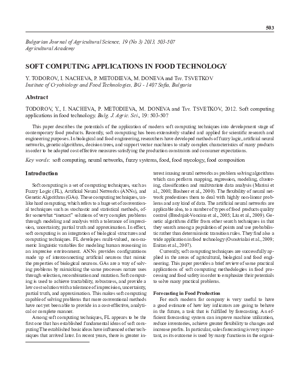 (PDF) Soft computing application S in food technology