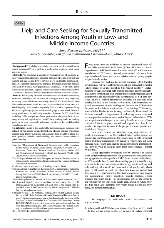 (PDF) Help and Care Seeking for Sexually Transmitted Infections Among ...