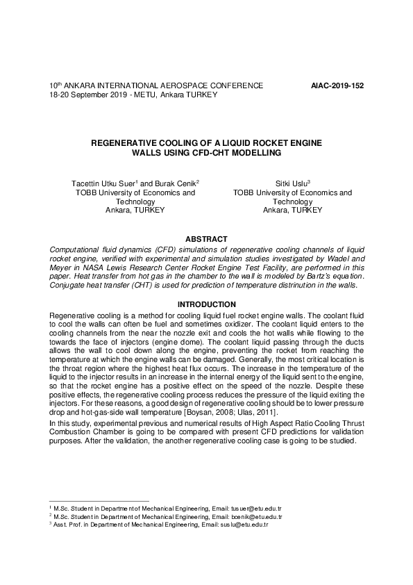 (PDF) Regenerative Cooling of a Liquid Rocket Engine Walls Using CFD ...