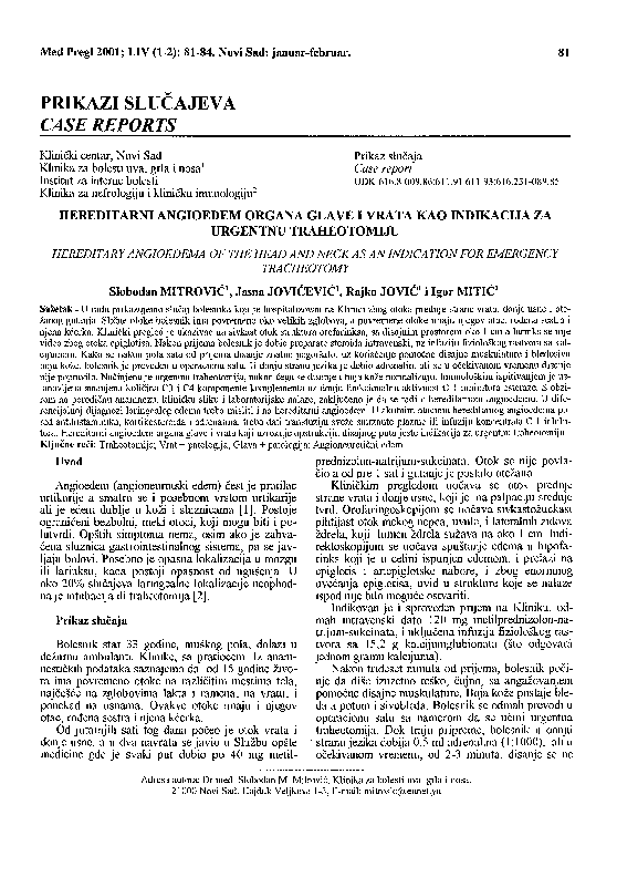 (PDF) Hereditary angioedema of the head and neck as an indication for ...