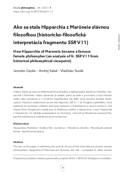 (PDF) Ako sa stala Hipparchia z Maróneie slávnou filozofkou (How ...