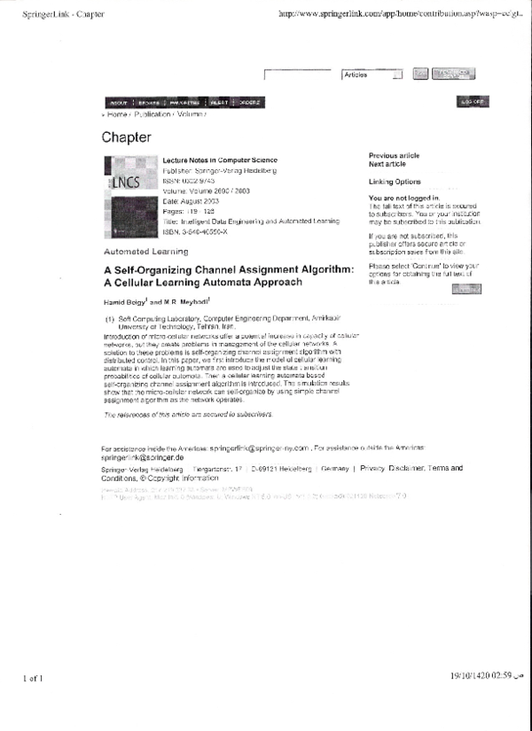 (PDF) A self-organizing channel assignment algorithm: A cellular learning automata approach ...