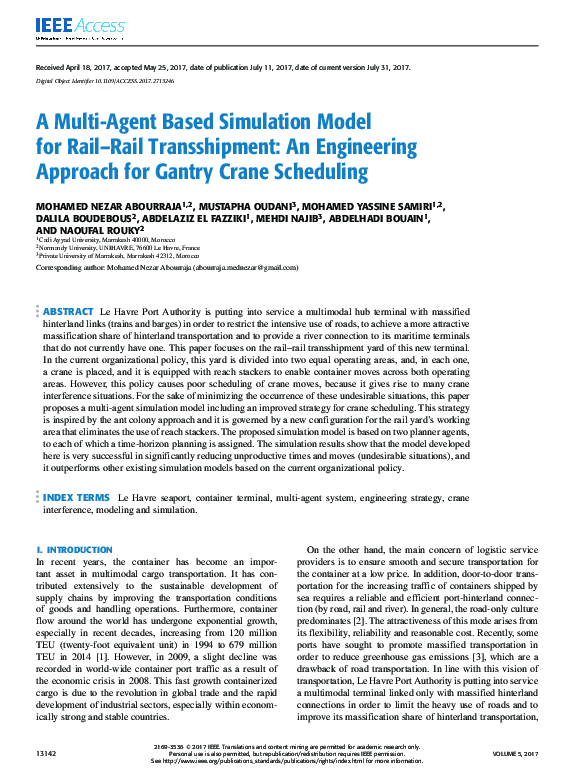 (PDF) A Multi-Agent Based Simulation Model for Rail–Rail Transshipment: An Engineering Approach ...