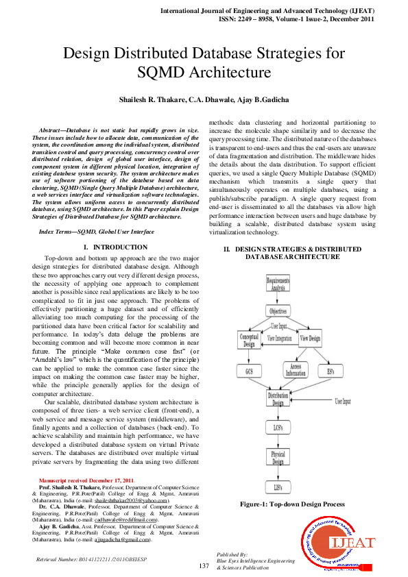 (PDF) Strategies for Distributed Databases in SQMD Architecture