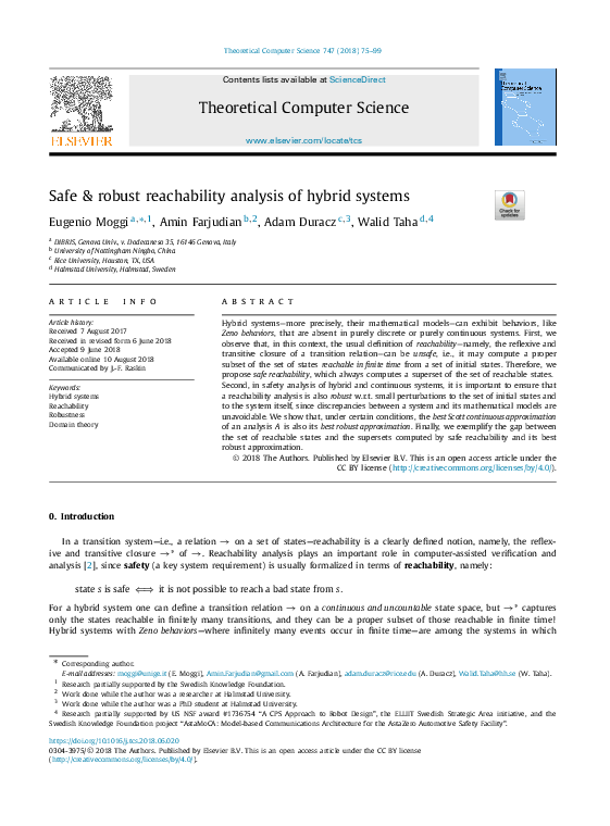 (PDF) Safe robust reachability analysis of hybrid systems