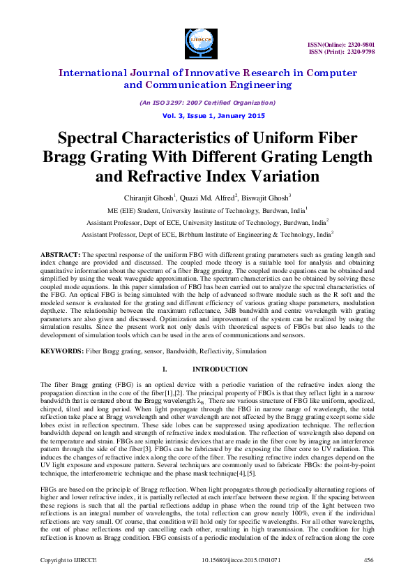 (PDF) Spectral Characteristics of Uniform Fiber Bragg Grating With ...