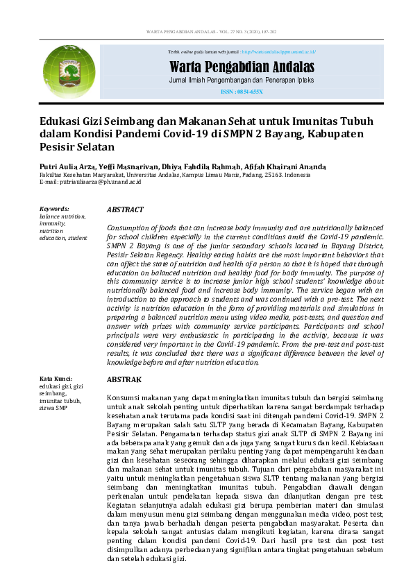 (PDF) Edukasi Gizi Seimbang dan Makanan Sehat untuk Imunitas Tubuh ...