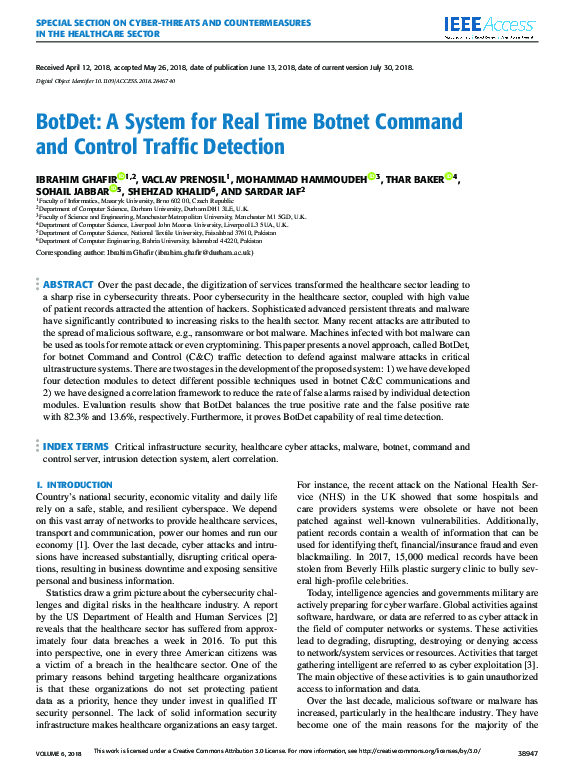 Pdf Botdet A System For Real Time Botnet Command And Control Traffic