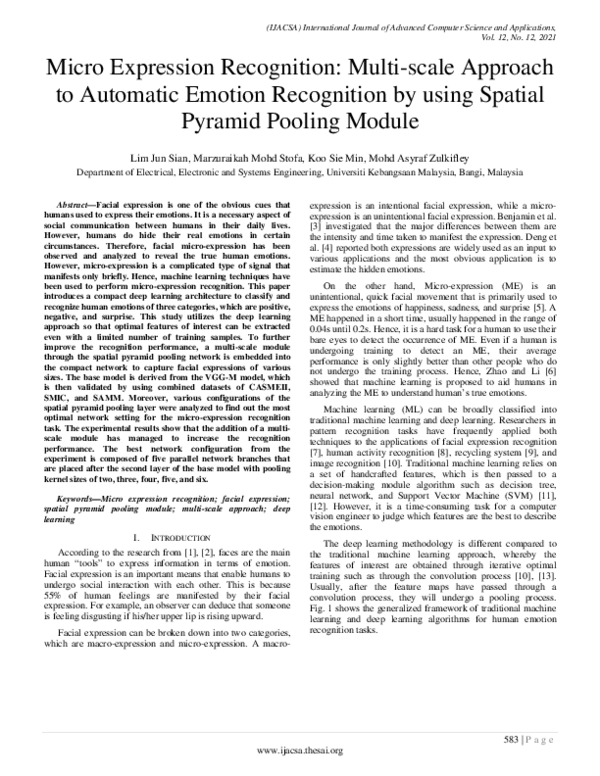 (PDF) Micro Expression Recognition: Multi-scale Approach to Automatic Emotion Recognition by ...