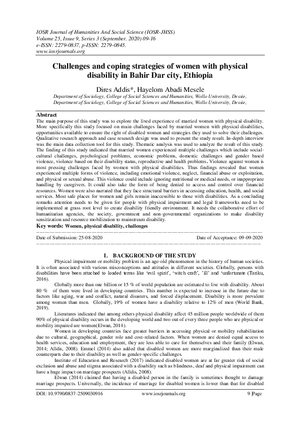 (PDF) Challenges and coping strategies of women with physical ...