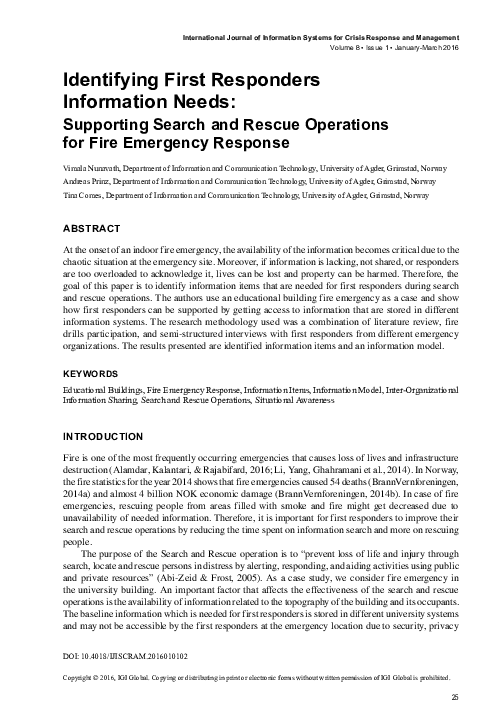(PDF) Identifying First Responders Information Needs
