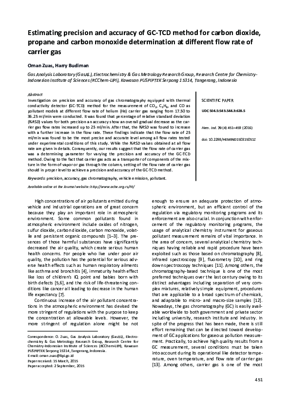 (PDF) Estimating precision and accuracy of GC-TCD method for carbon ...