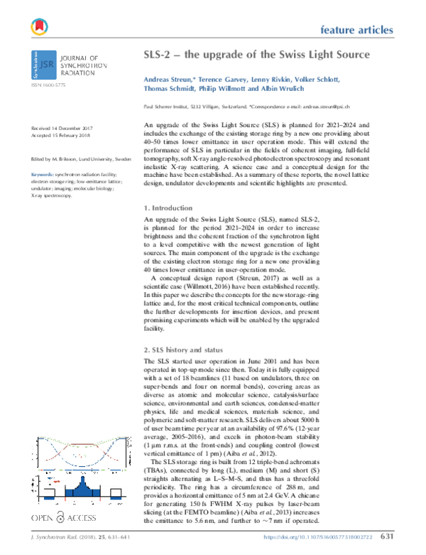 (PDF) SLS-2 - the upgrade of the Swiss Light Source