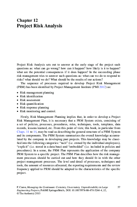 (PDF) Project Risk Analysis