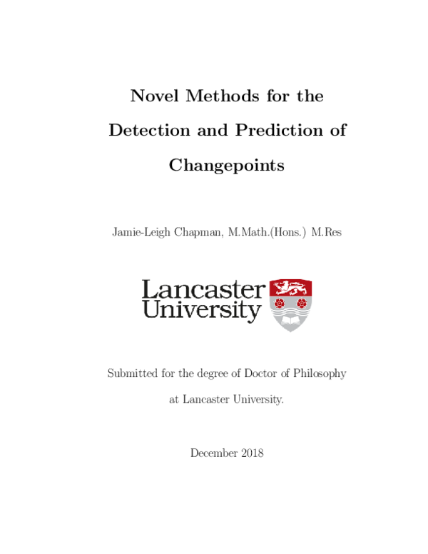 (PDF) Novel methods for the detection and prediction of changepoints