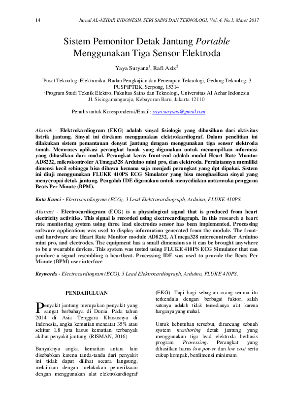 (PDF) Sistem Pemonitor Detak Jantung Portable Menggunakan Tiga Sensor ...