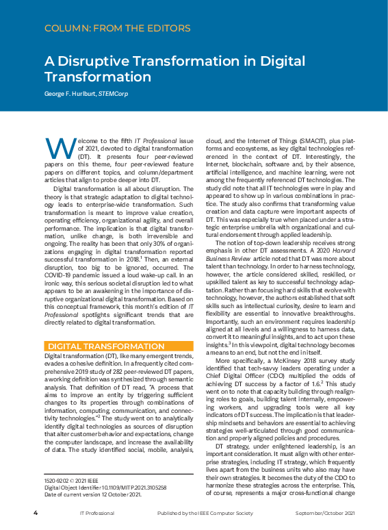 (PDF) A Disruptive Transformation in Digital Transformation
