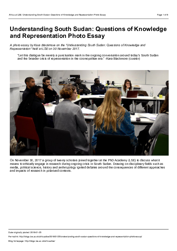 (PDF) Photo Essay on South Sudan: Knowledge and Representation