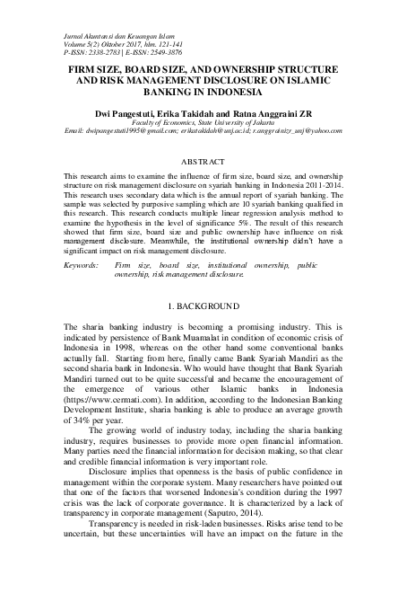 (PDF) Firm Size, Board Size, And Ownership Structure And Risk ...