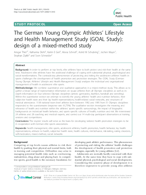 (PDF) The German Young Olympic Athletes' Lifestyle and Health ...