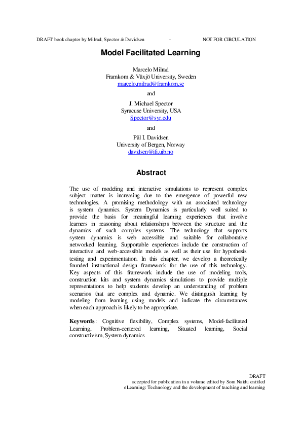 (PDF) Model Facilitated Learning