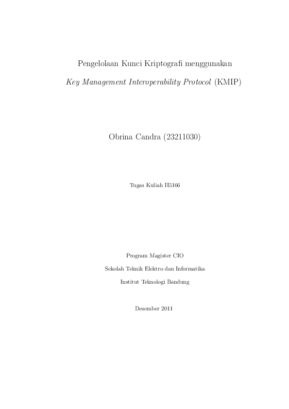 (PDF) Pengelolaan Kunci Kriptografi Menggunakan Key Management Interoperability Protocol