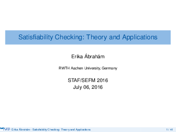 (PDF) Satisfiability Checking: Theory and Applications