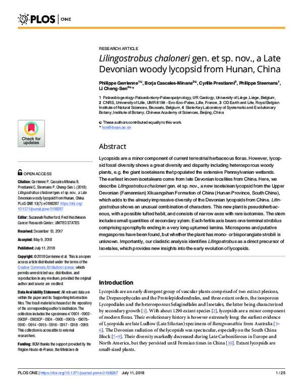 (PDF) Lilingostrobus chaloneri gen. et sp. nov., a Late Devonian woody ...