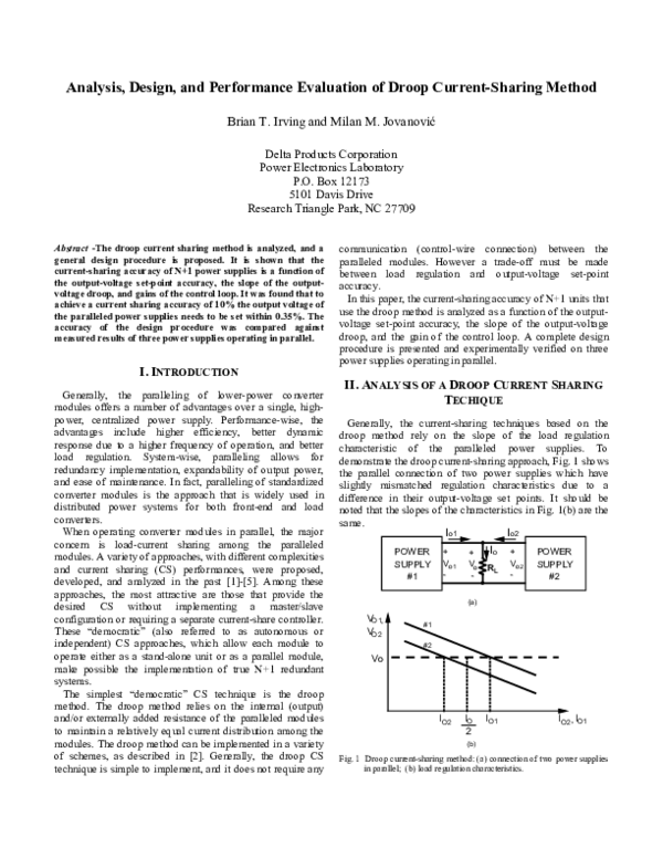 (PDF) Analysis, design, and performance evaluation of droop current ...