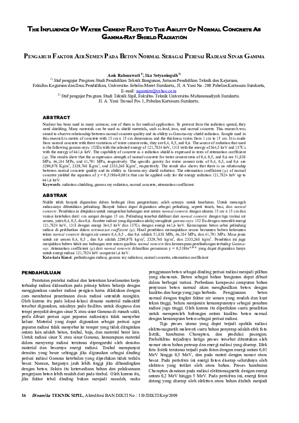 (PDF) Pengaruh Faktor Air Semen Pada Beton Normal Sebagai Perisai ...